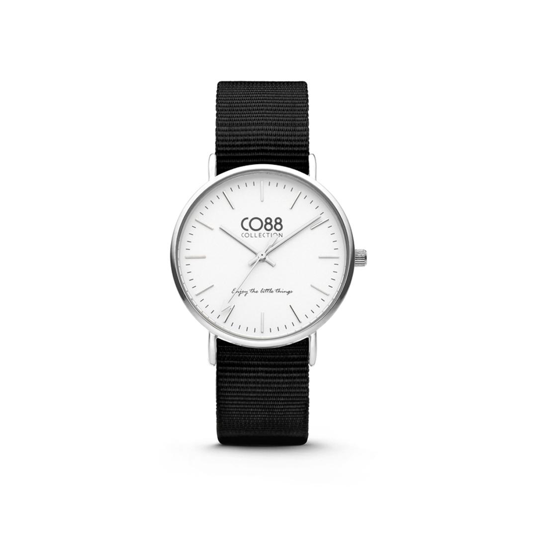 White Dial Watch With Black Nato Strap - CO88 Collection